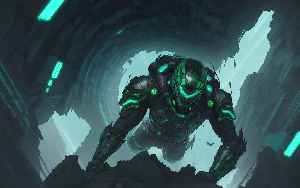 DreamShaper prompt: brutal man warrior falling into a hol...