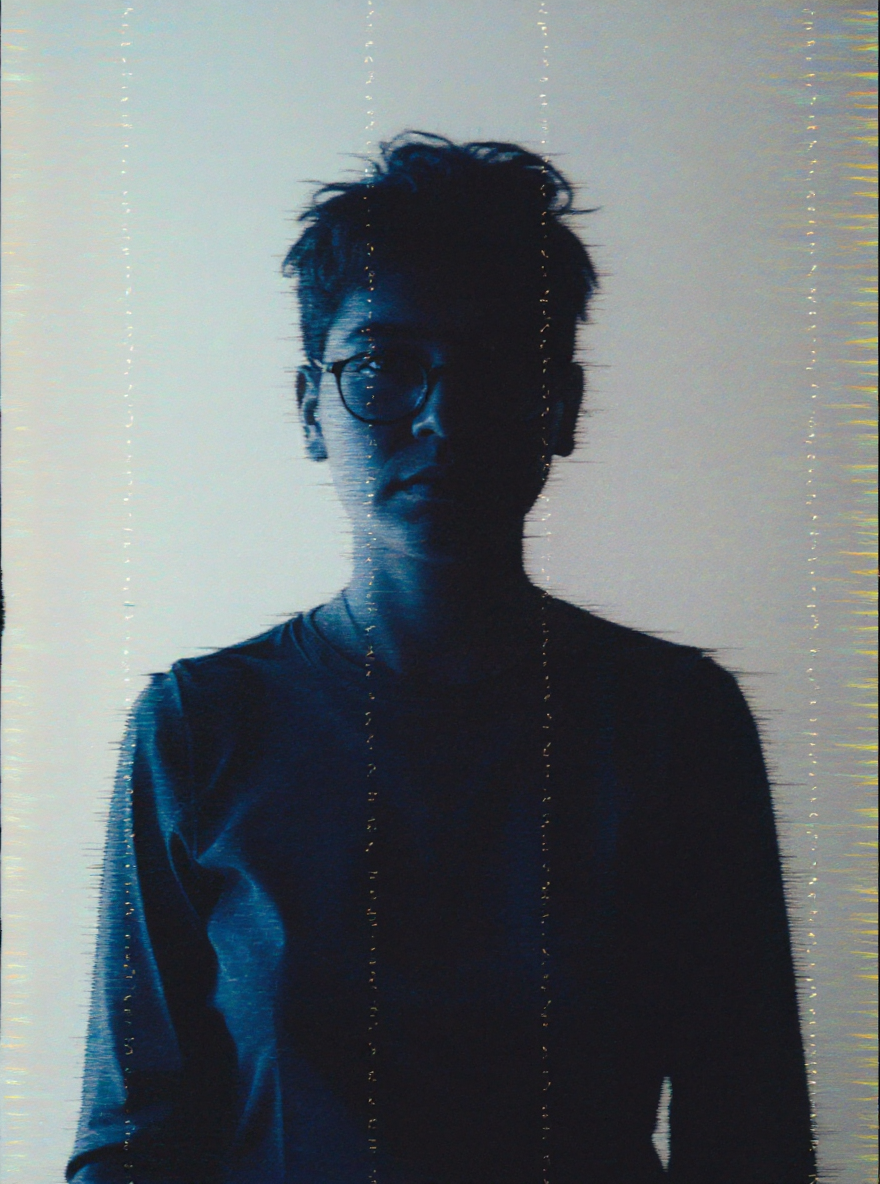 FLUX prompt: glitch art with linear distortion, horizonta...