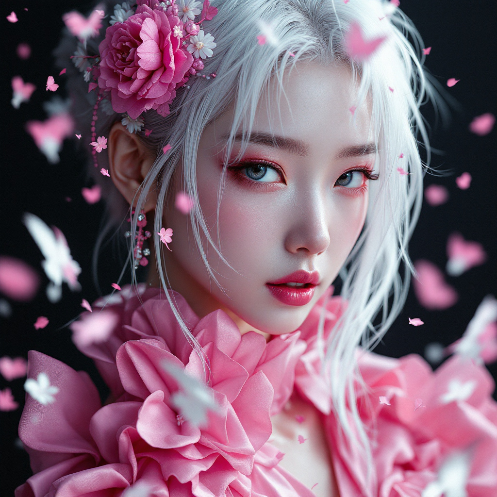 FLUX prompt: Korean idol, full body, hyper detailed white...