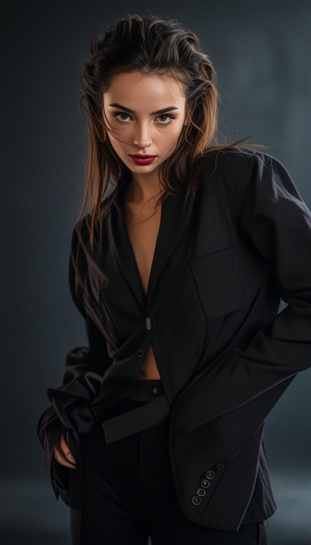 Juggernaut XL prompt: A young woman stands confidently, l...