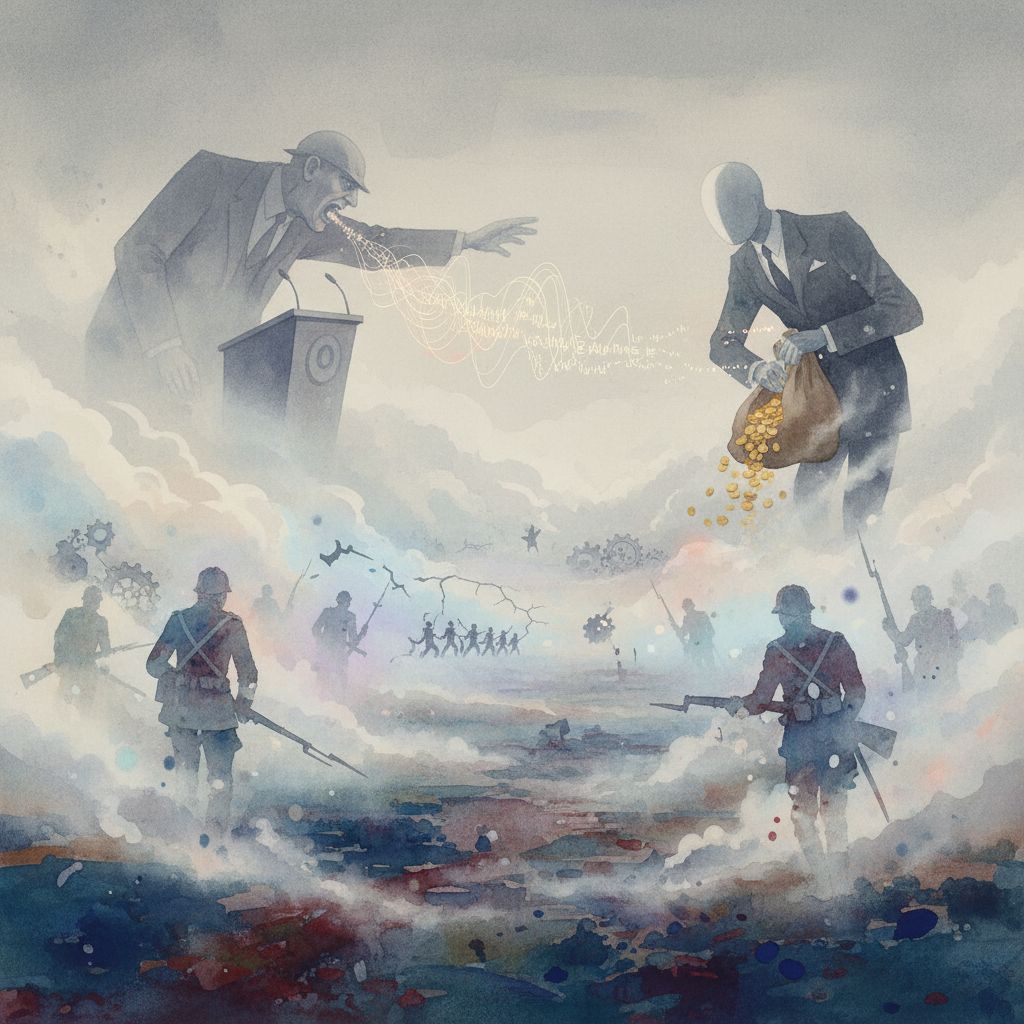 Nano Banana prompt: A surreal, dreamlike battlefield shro...