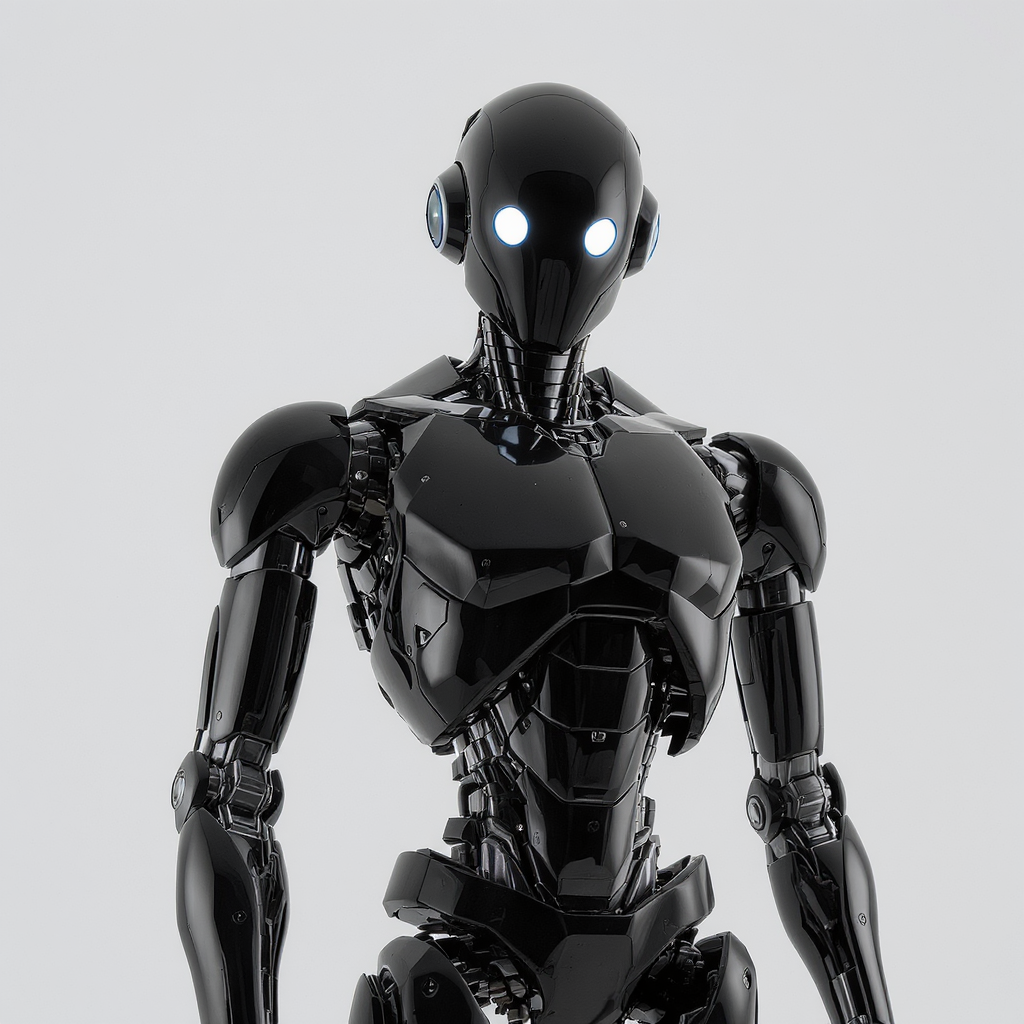 FLUX prompt: black robot