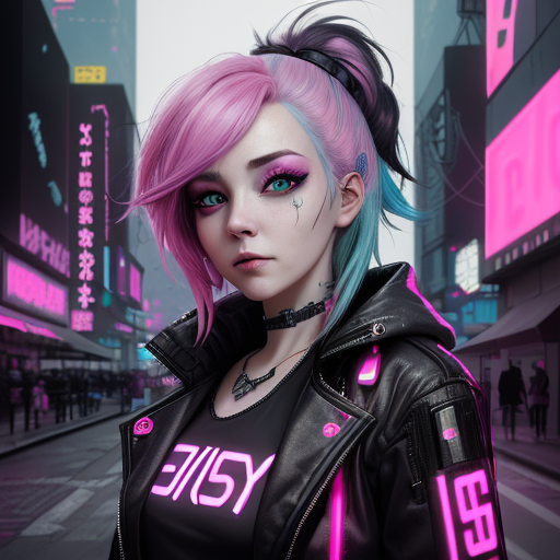 DreamShaper prompt: A lady with a cute face, and sleepy b...