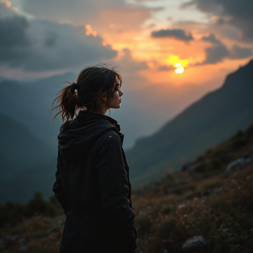 FLUX prompt: A girl who finally sees hope infront of her ...