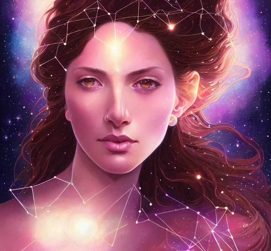 Stable Diffusion prompt: beautiful woman with glowing bro...