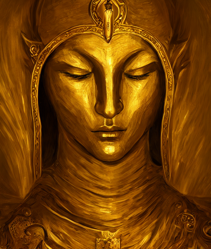 Stable Diffusion prompt: a golden saint emerges from the ...