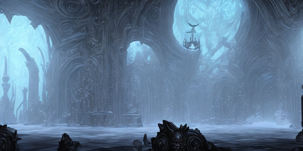 Openjourney prompt: Lich King's Throne Room, Realm of Und...