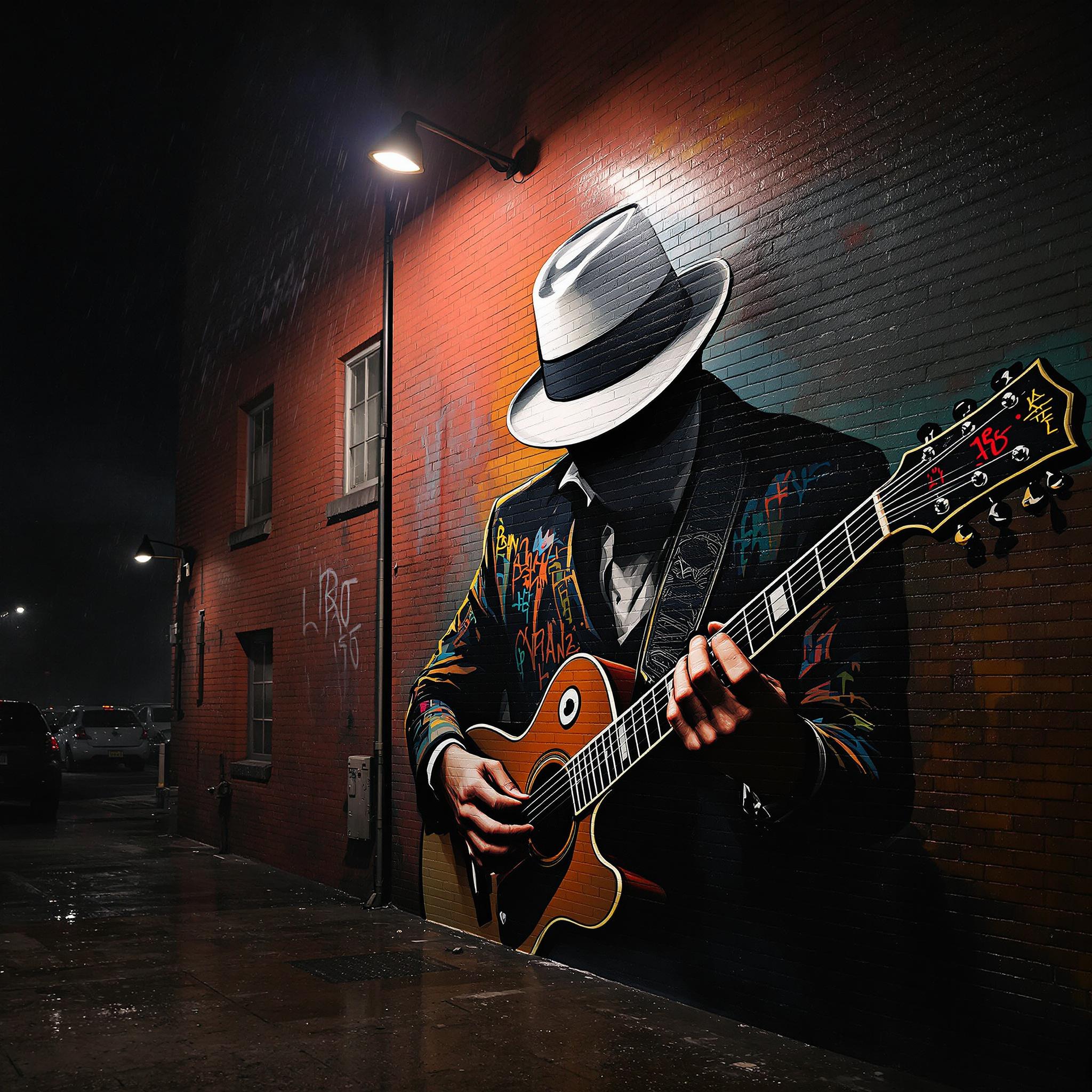 FLUX prompt: Street graffiti spray paint mural of a cool ...