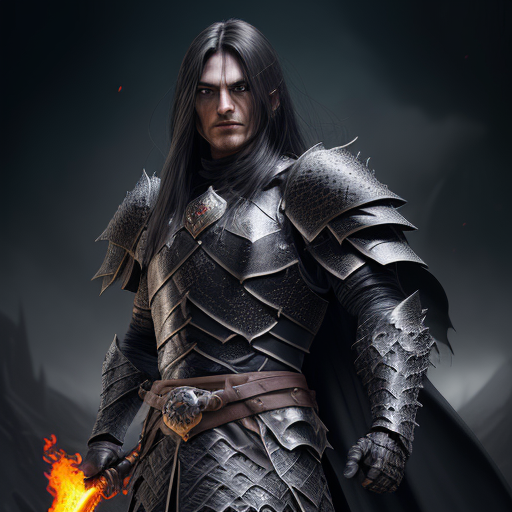 DreamShaper prompt: Realistic man with black scary armor,...
