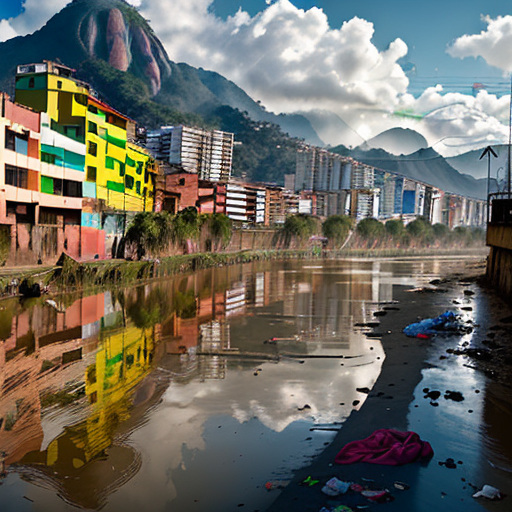 DreamShaper prompt: Rio Grande with garbage pollution in ...