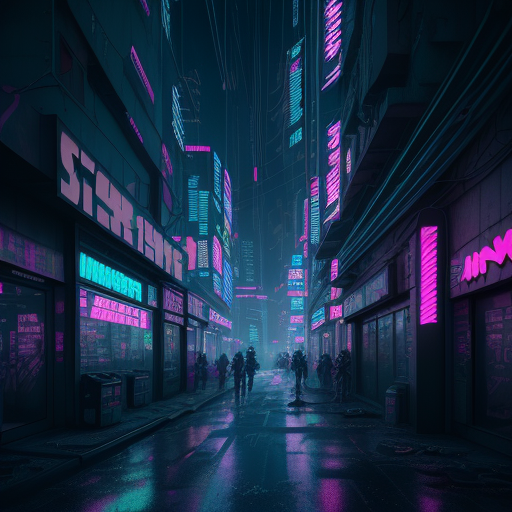 DreamShaper prompt: neon signs on a building in a city at...