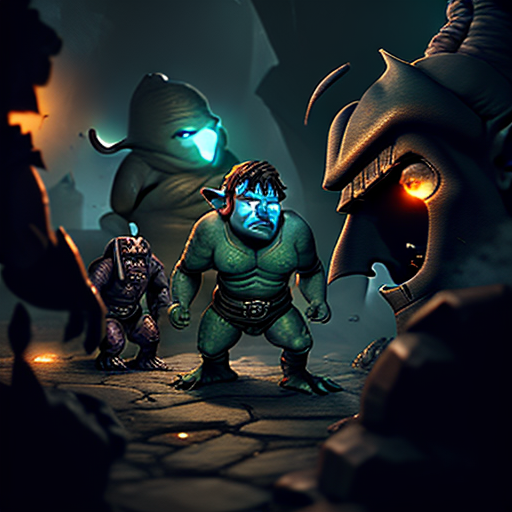 DreamShaper prompt: bogtroll war with golems, secret, sne...