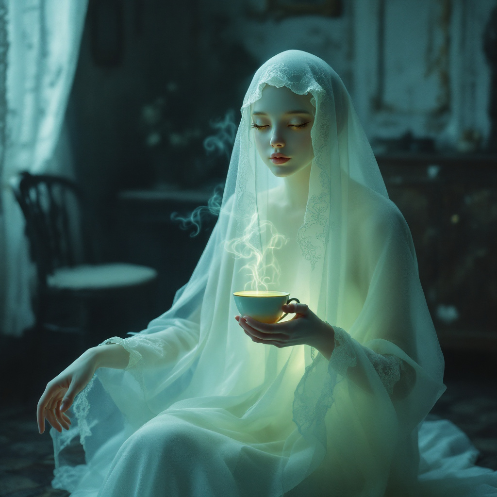 FLUX prompt: Imagine a high-definition scene with a ghost...