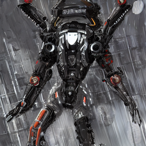 Stable Diffusion prompt: humanoid mech, spaceship inside,...