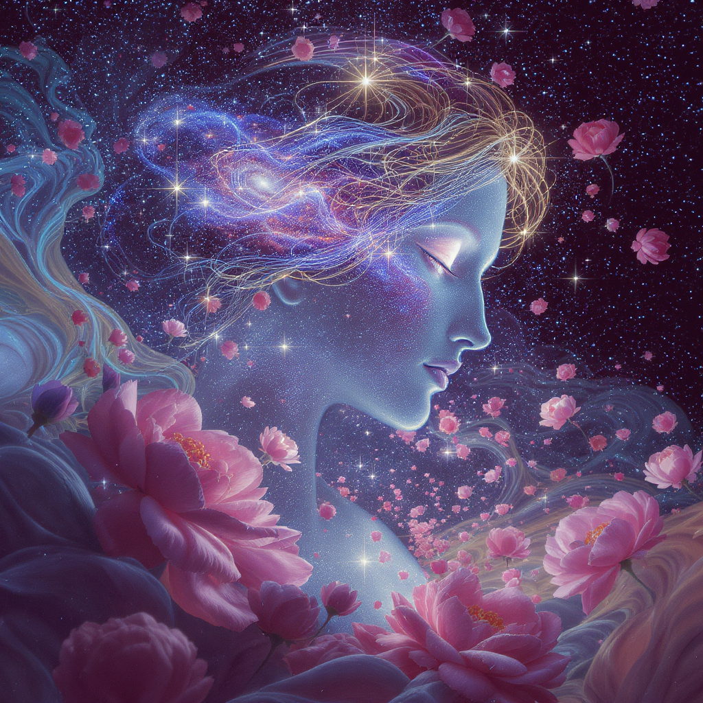 FLUX prompt: Tender holographic colors, Venus Botticelli ...
