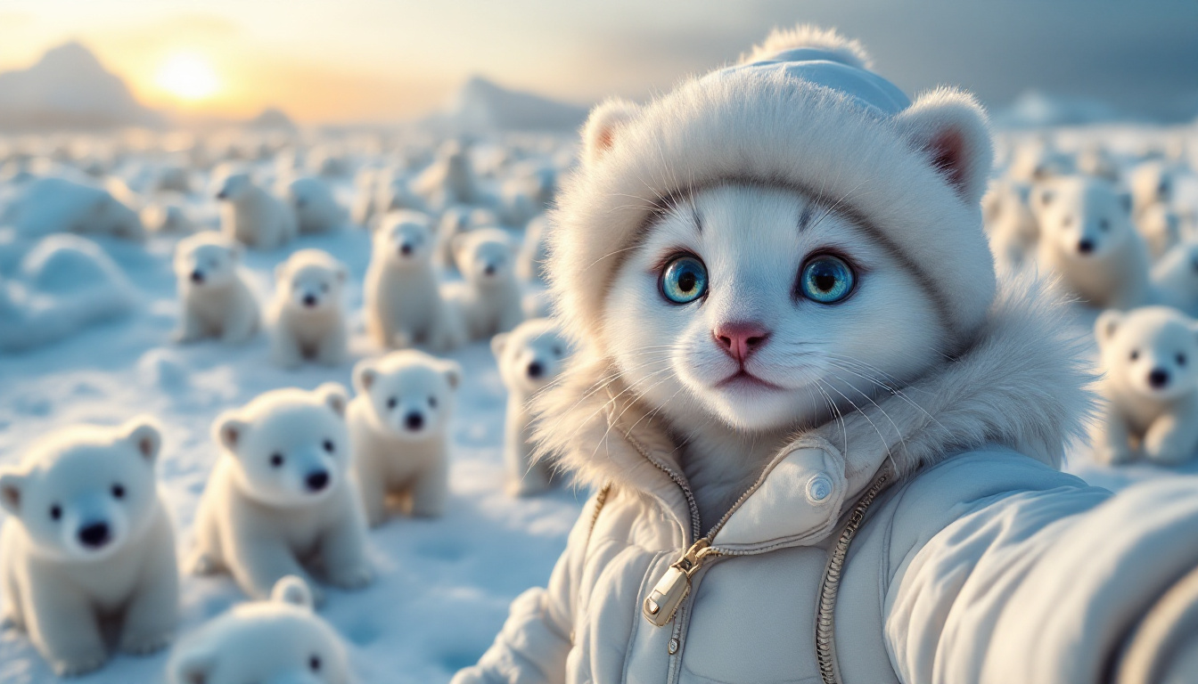 FLUX prompt: anthropomorphic, a cat named In the snow, t...
