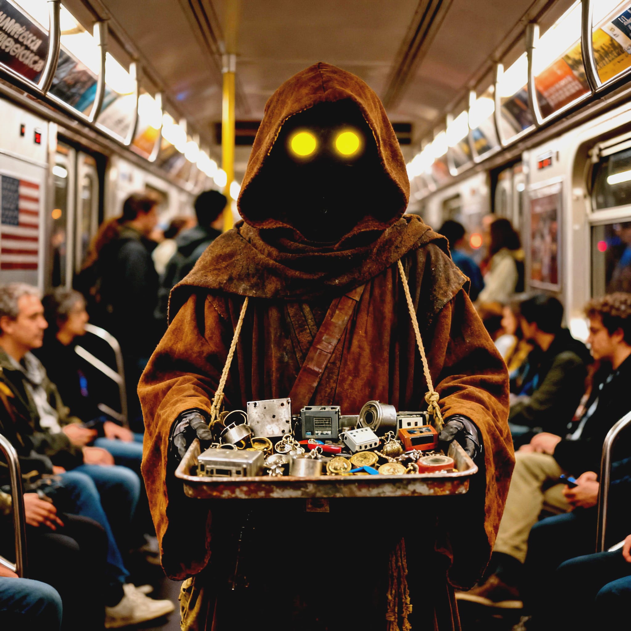 FLUX prompt: That's quite a vivid scene. The Jawa, a fict...
