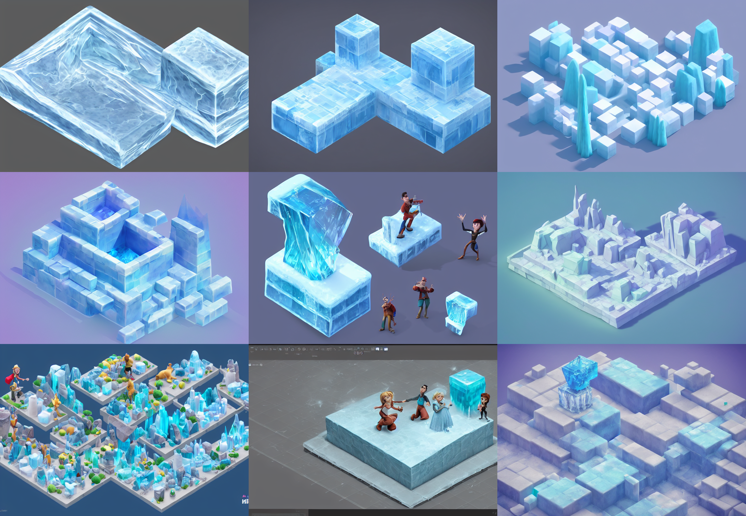Stable Diffusion prompt: 3 - d isometric ice block object...