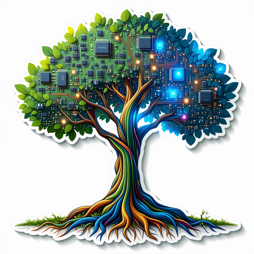 Stable Diffusion prompt: "A detailed graphic of a tree wi...