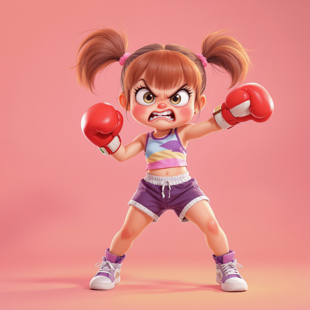 FLUX prompt: A cute little girl dancing a boxing-style da...