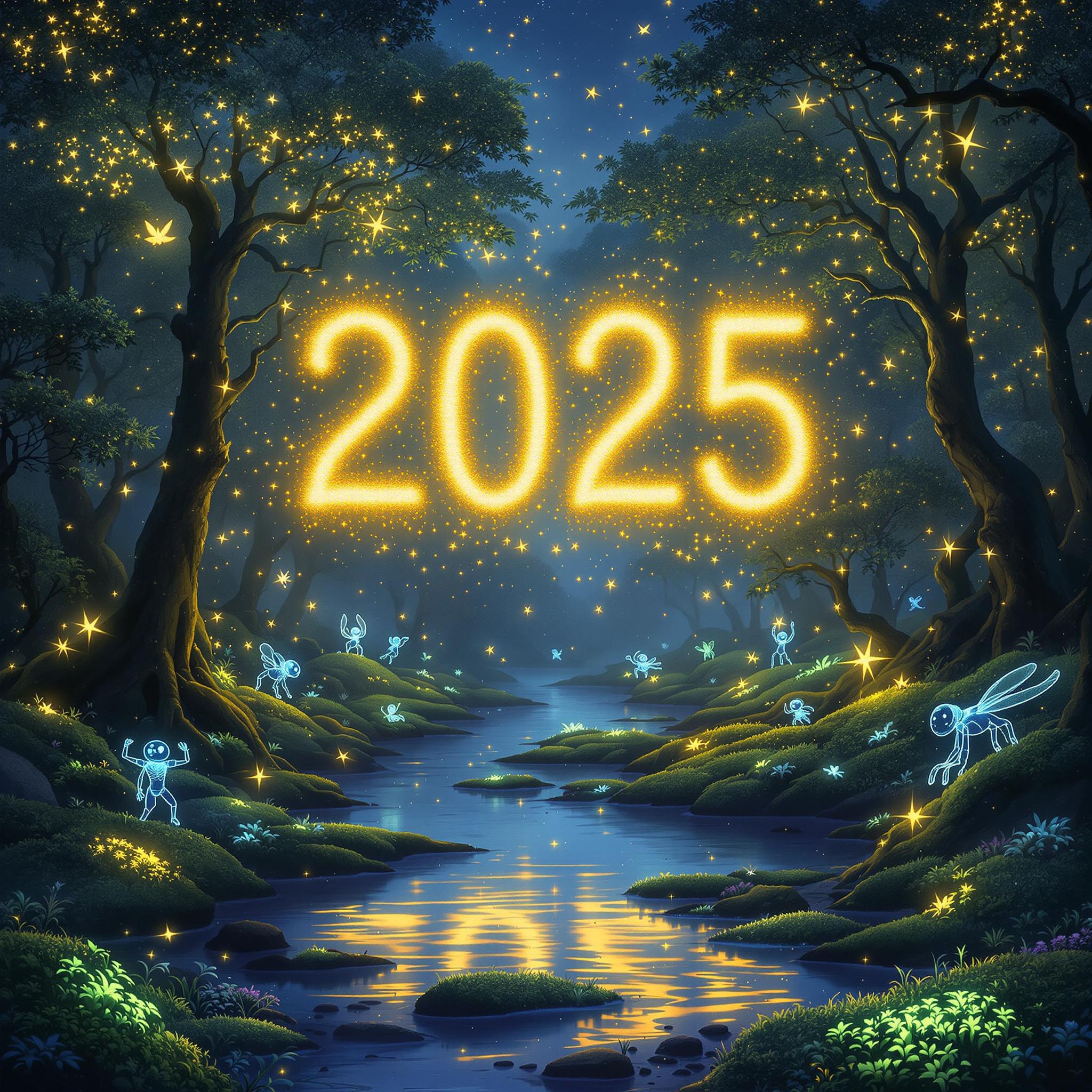 FLUX prompt: A magical forest glowing under a twilight sk...