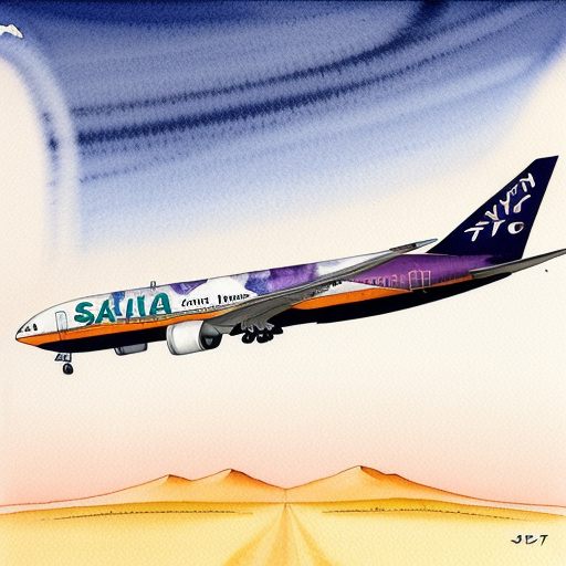 epiCRealism prompt: Airplane Boeing 777 of Saudi airline ...