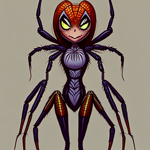 Openjourney prompt: An original spider hybrid monster gir...