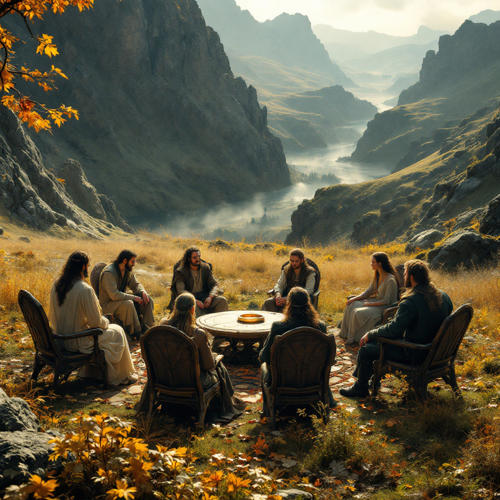 FLUX prompt: Create an image of the Elrond's council of t...