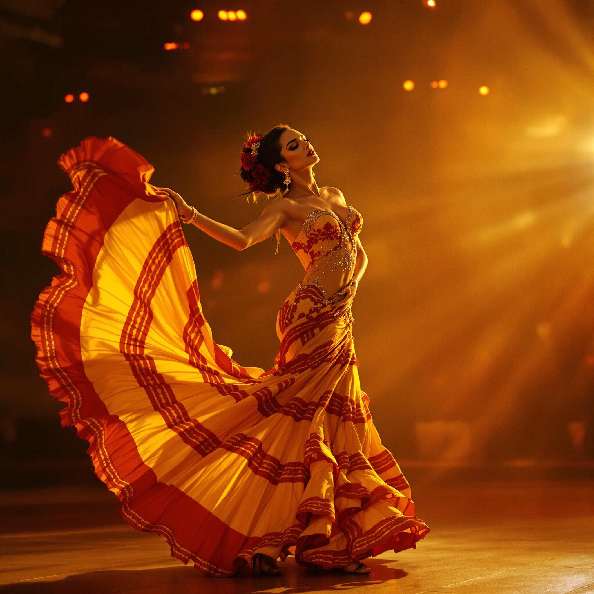 FLUX prompt: photo of Penélope Cruz, in a Spanish flamenc...