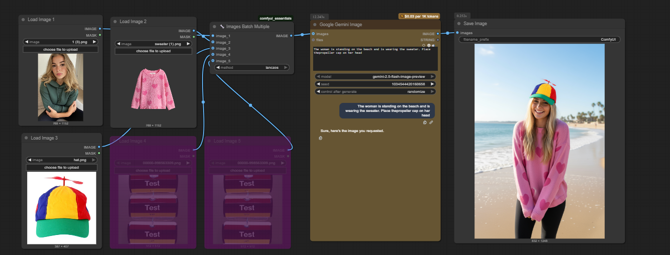 Best Basic Nano Banana ComfyUI workflow with up to 5 reference images ...