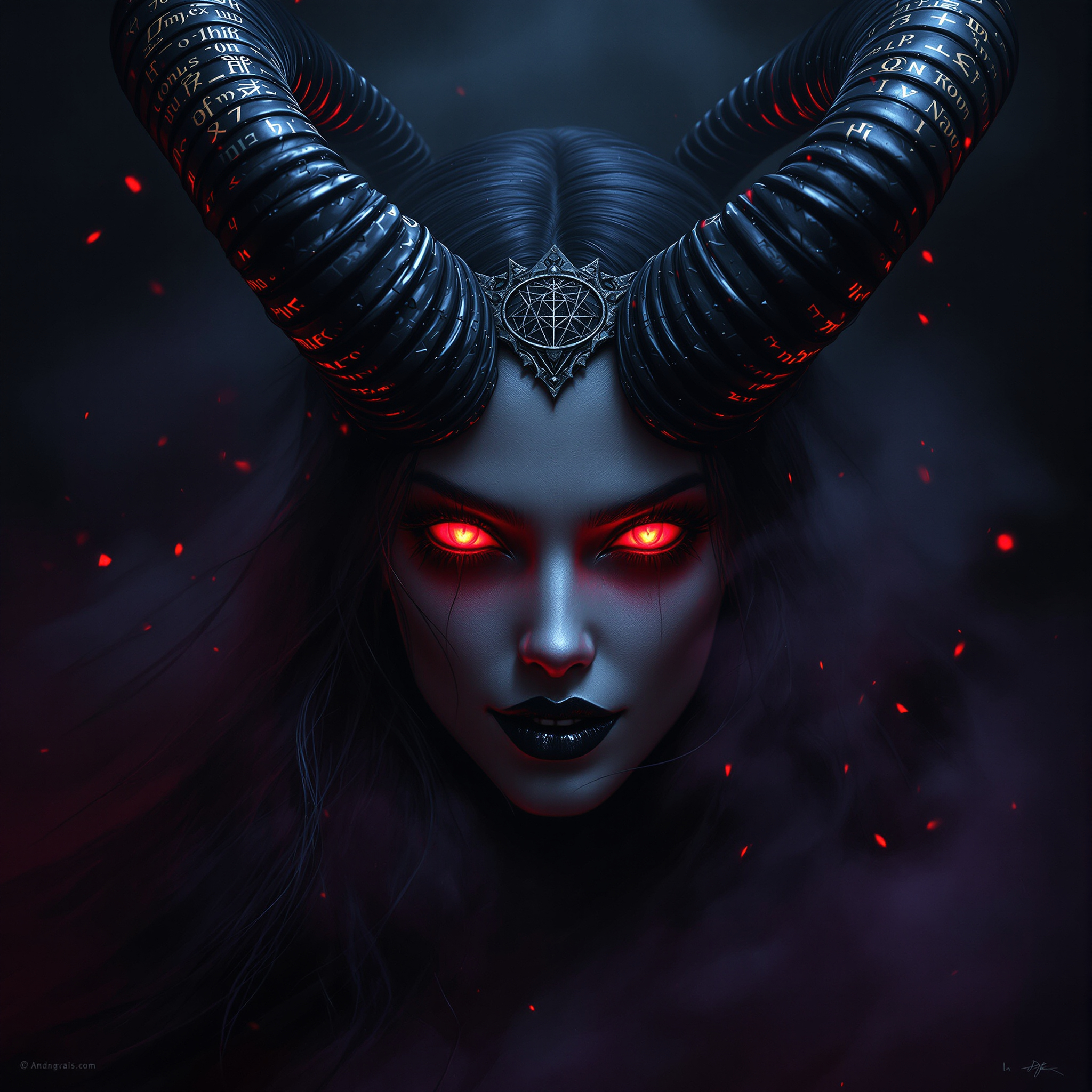 FLUX prompt: A seductive female demon queen in a dramatic...