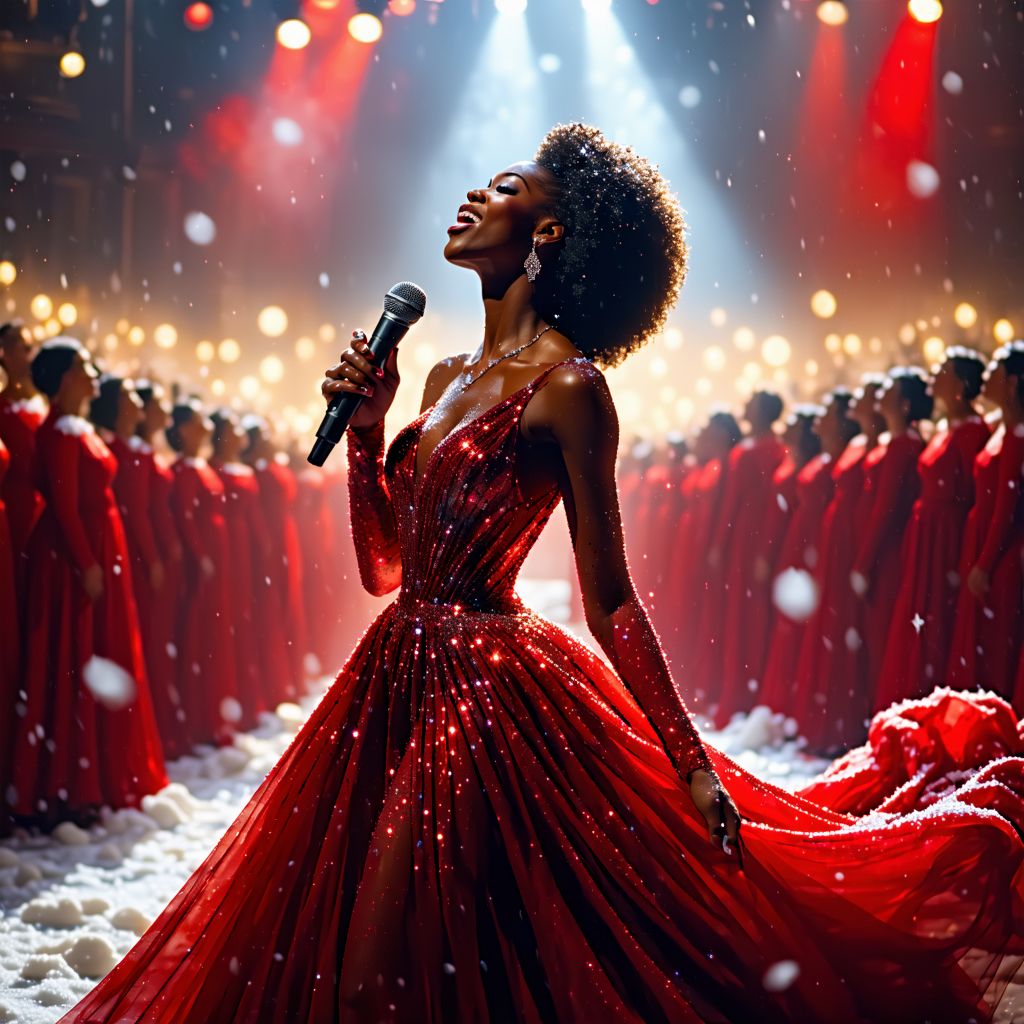 Stable Diffusion prompt: A dazzling female superstar on s...