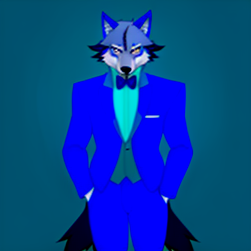 DreamShaper prompt: furry, fursona, anthro, blue fur, wol...