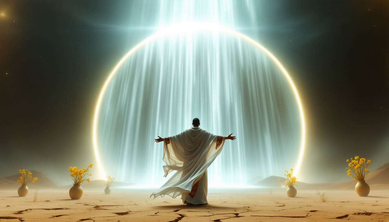 FLUX prompt: hyper realistic shot:A wide shot of a man st...