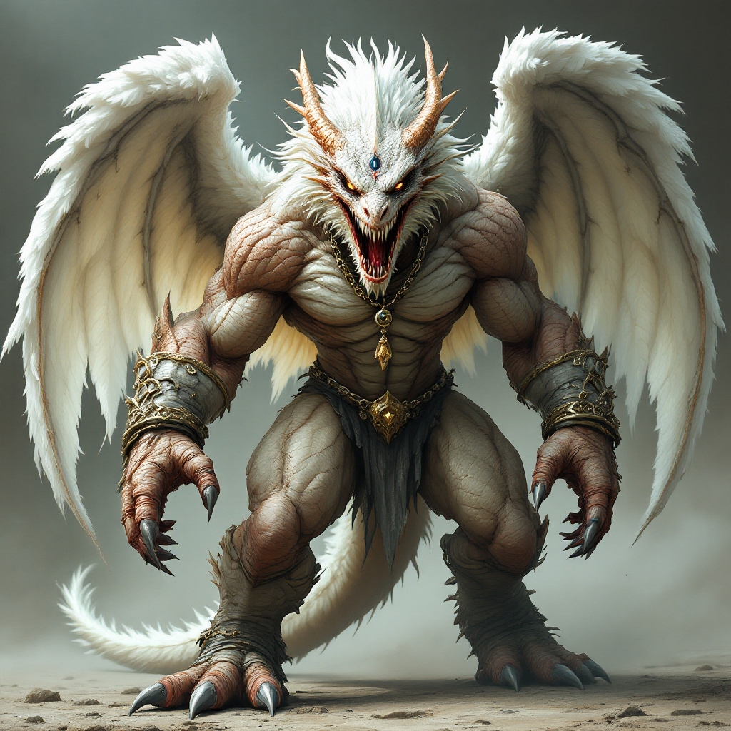 FLUX prompt: A powerful and menacing mythical creature wi...