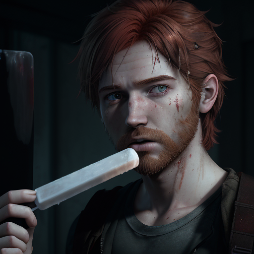 DreamShaper prompt: Red-haired boy with ice popsicles The...