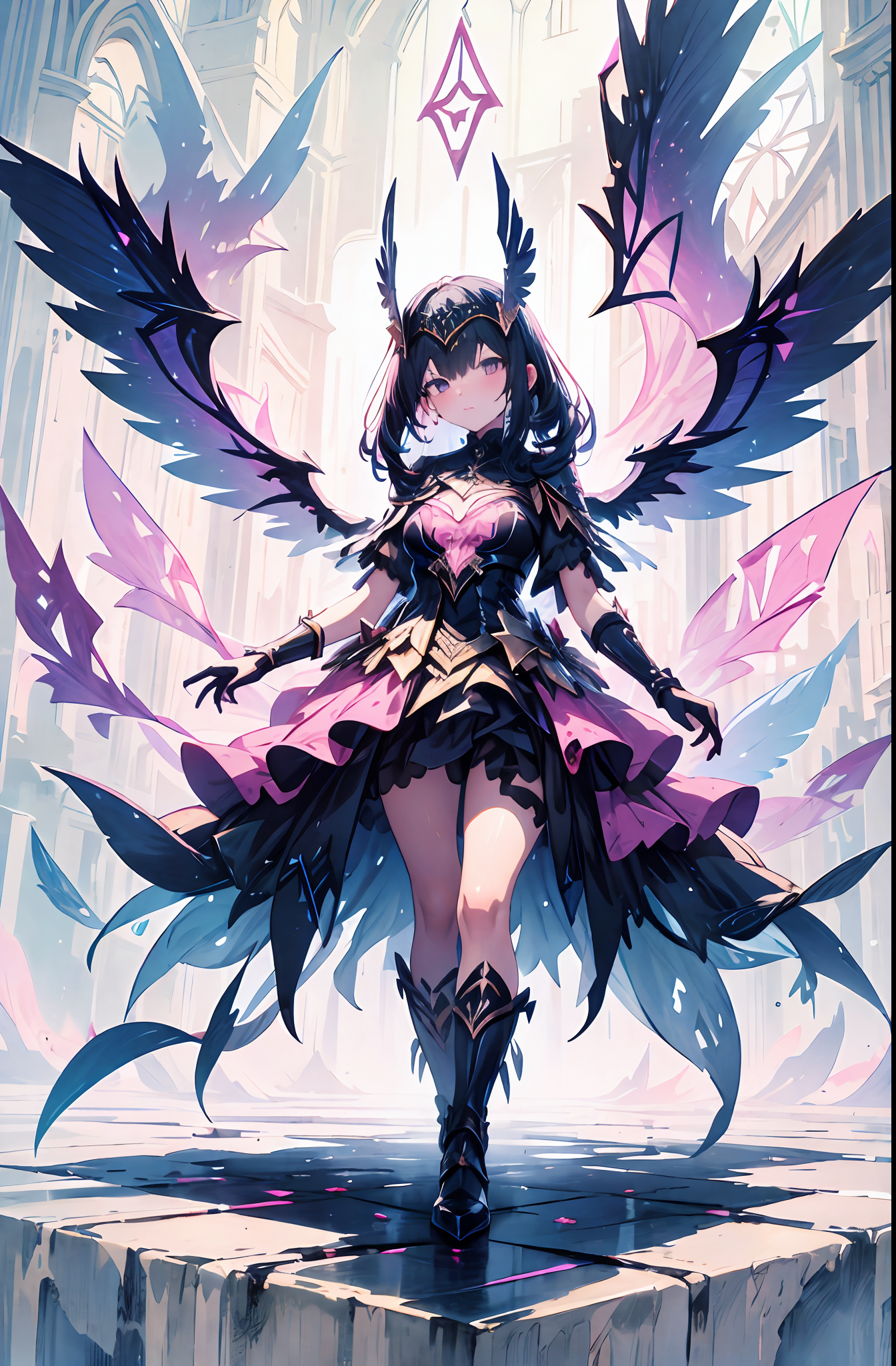 Stable Diffusion prompt: stained glass art of Valkyrie we...