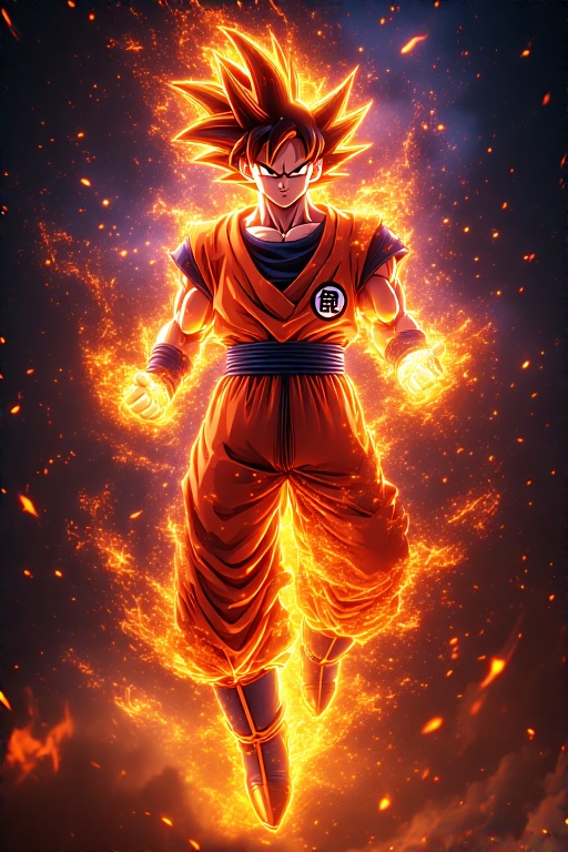 ChatGPT Image prompt: Dragonball Z Goku transforms into S...