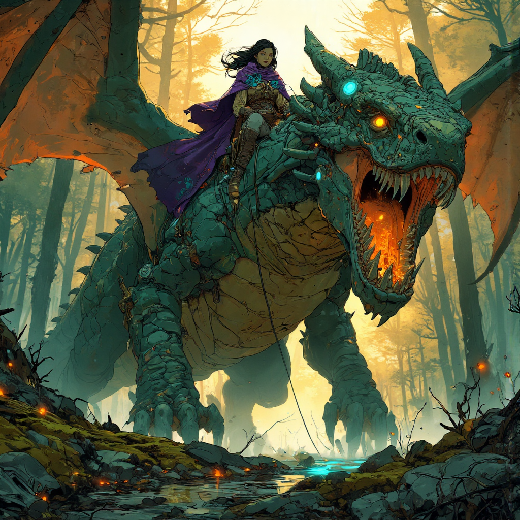 FLUX prompt: A colossal dragon dominates the frame, its s...