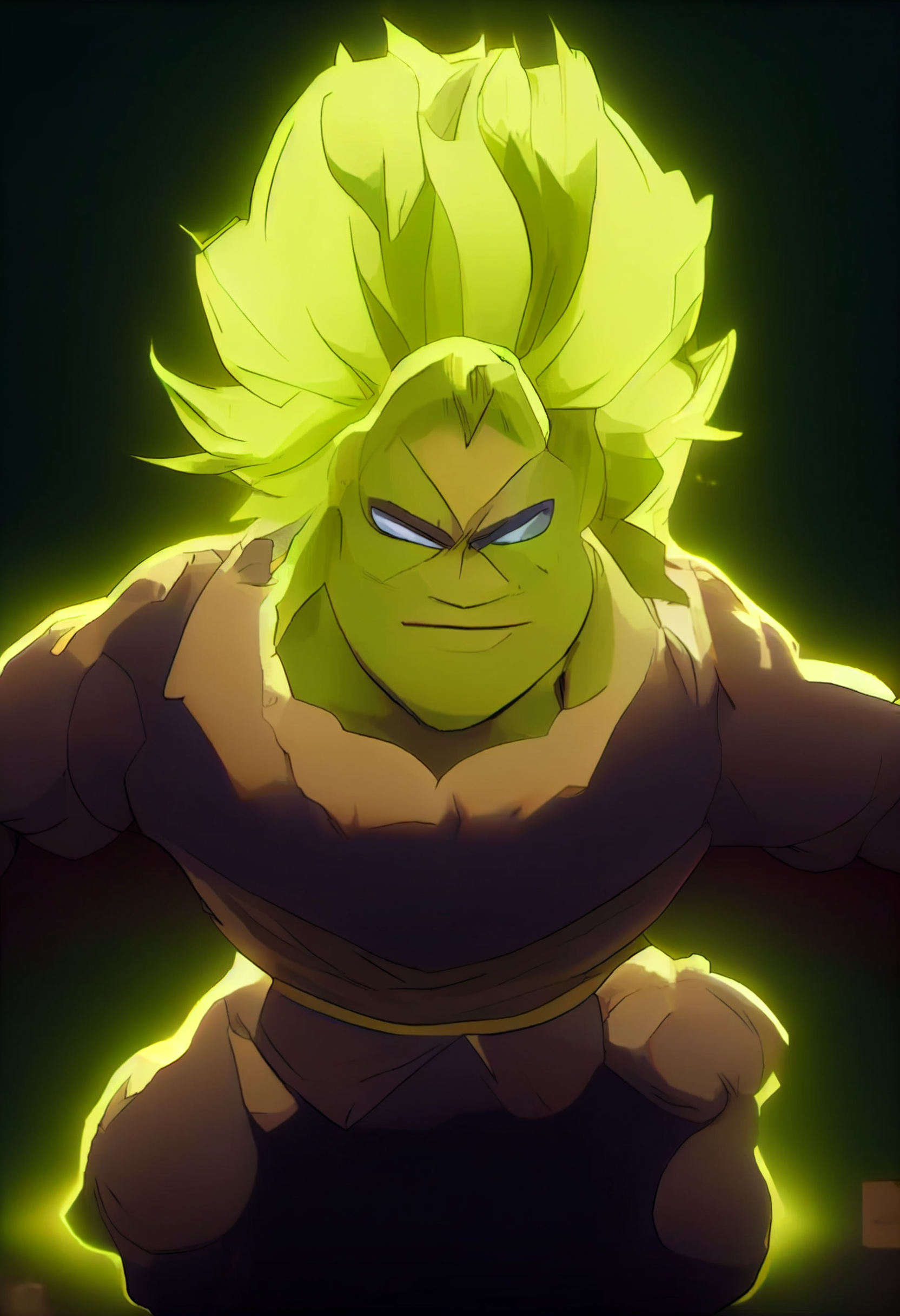 Midjourney prompt: Legendary Super Saiyan Shrek, Dragon B...
