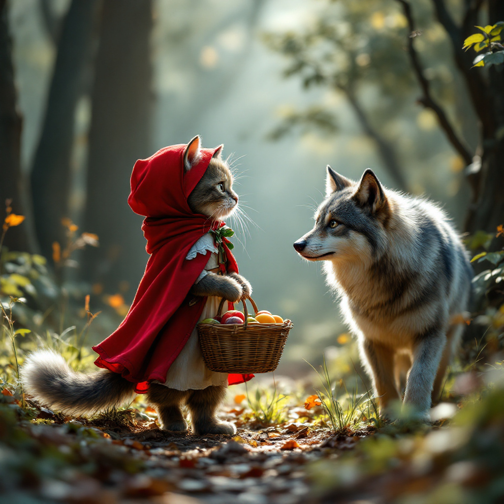 FLUX prompt: anthropomorphic cute cat, wearing the costum...