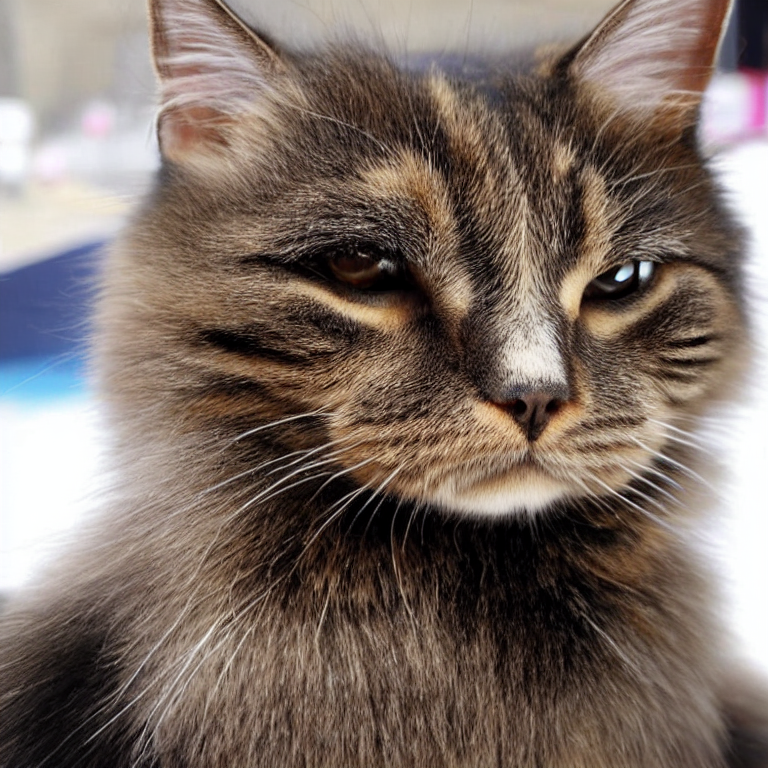 Stable Diffusion prompt: a cry cat logon。the fur is dack