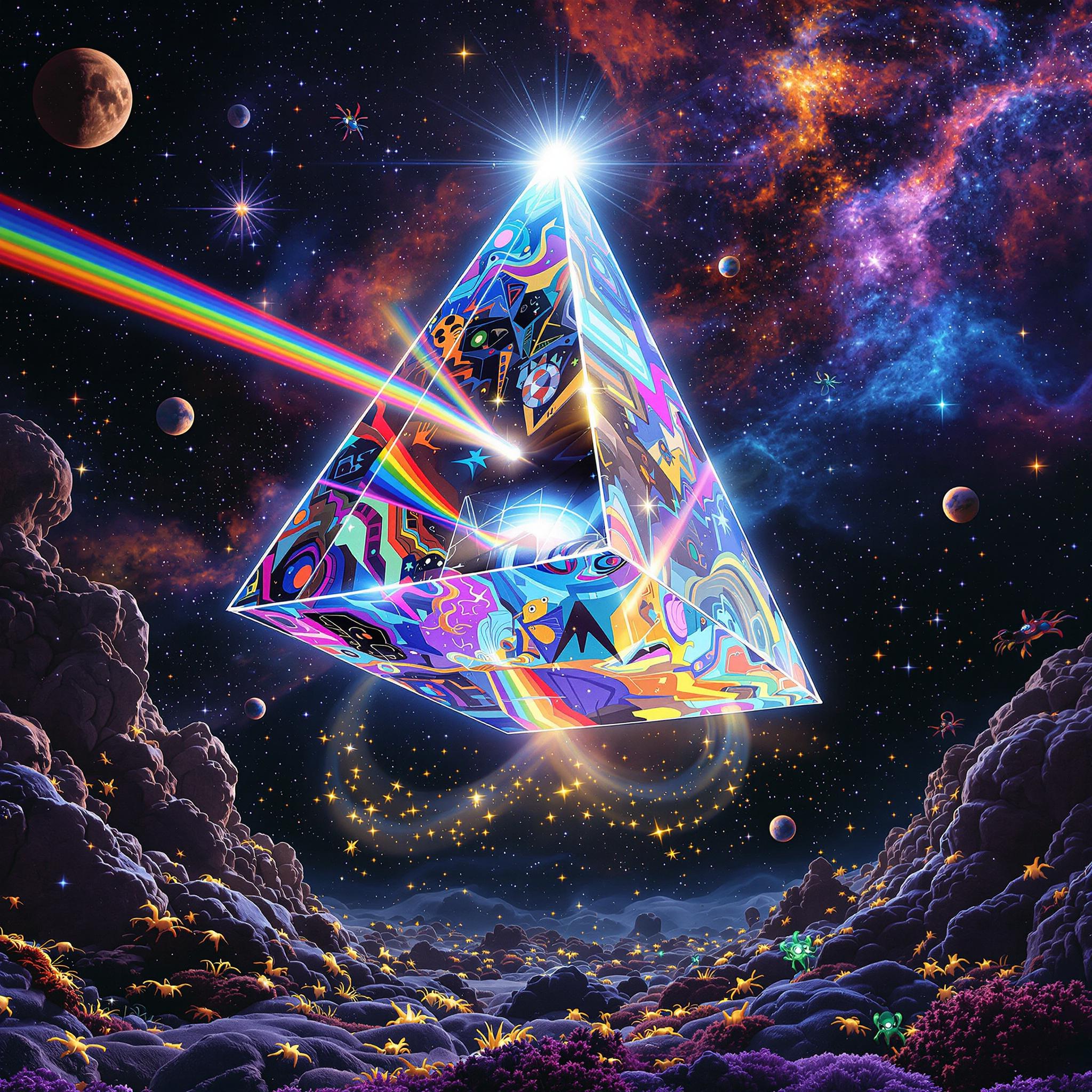 FLUX prompt: Trippy, psychedelic, and surreal, A giant,