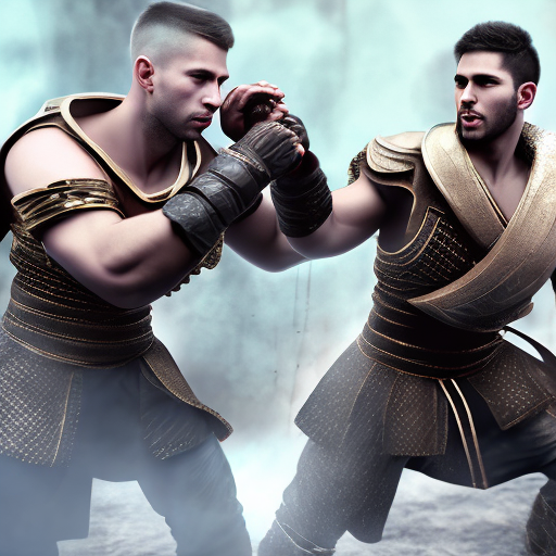 Openjourney prompt: two-male, full body, cinematic shot,t...