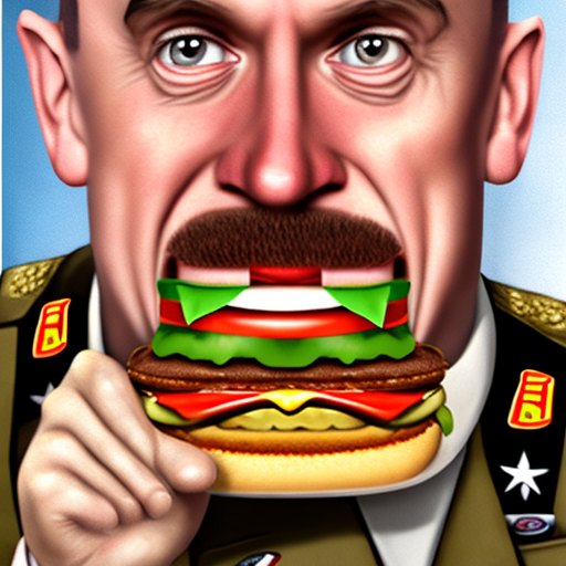 Openjourney prompt: Hyper realistic Adofl Hitler avid eat...