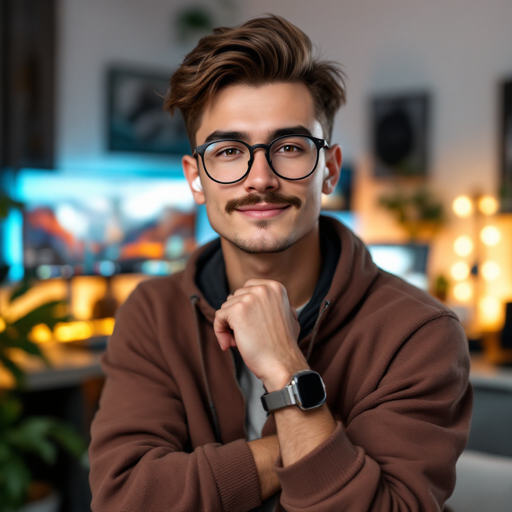 FLUX prompt: Create a semi-realistic male avatar with lig...