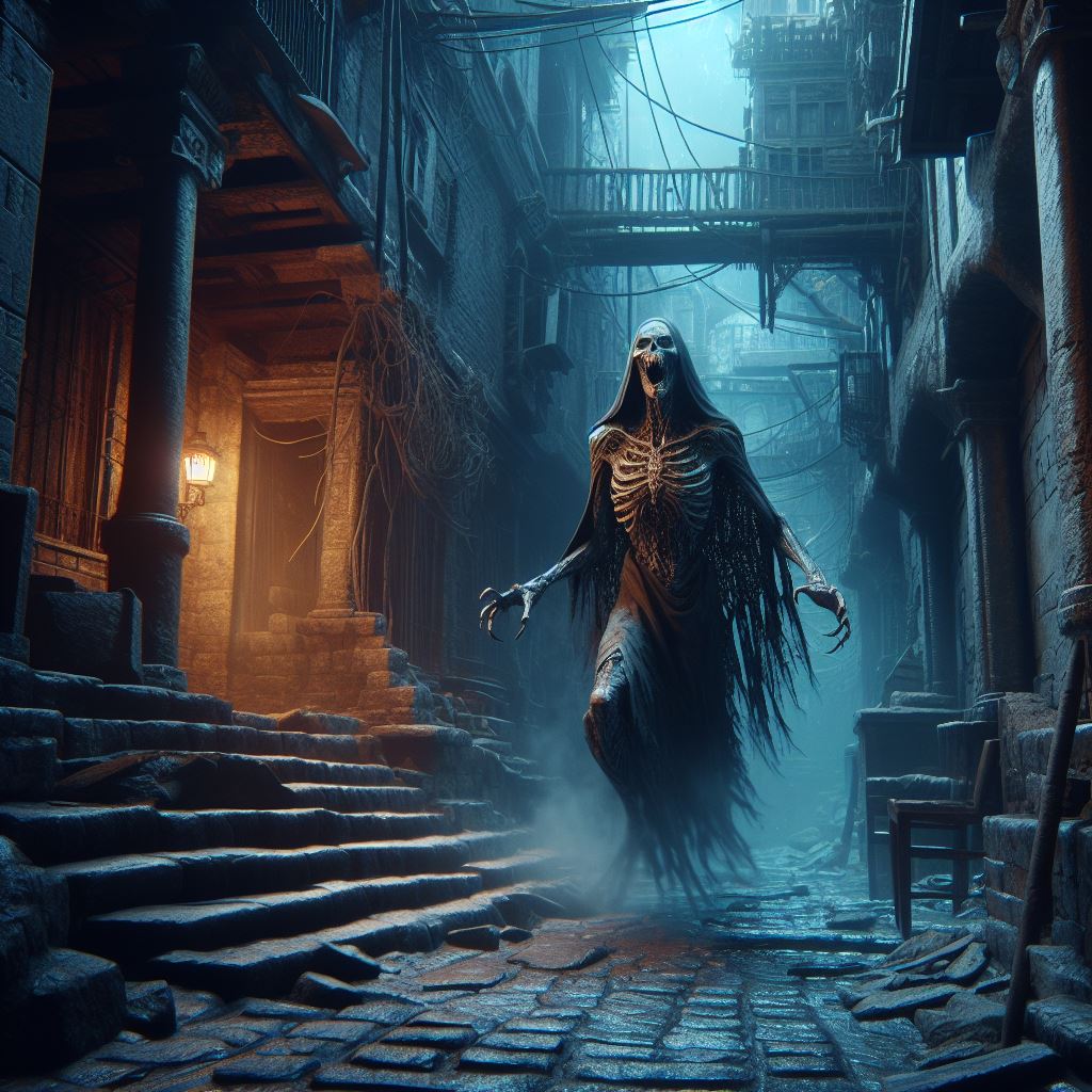 DALL·E prompt: fantasy and terrifying Banshee at night, i...
