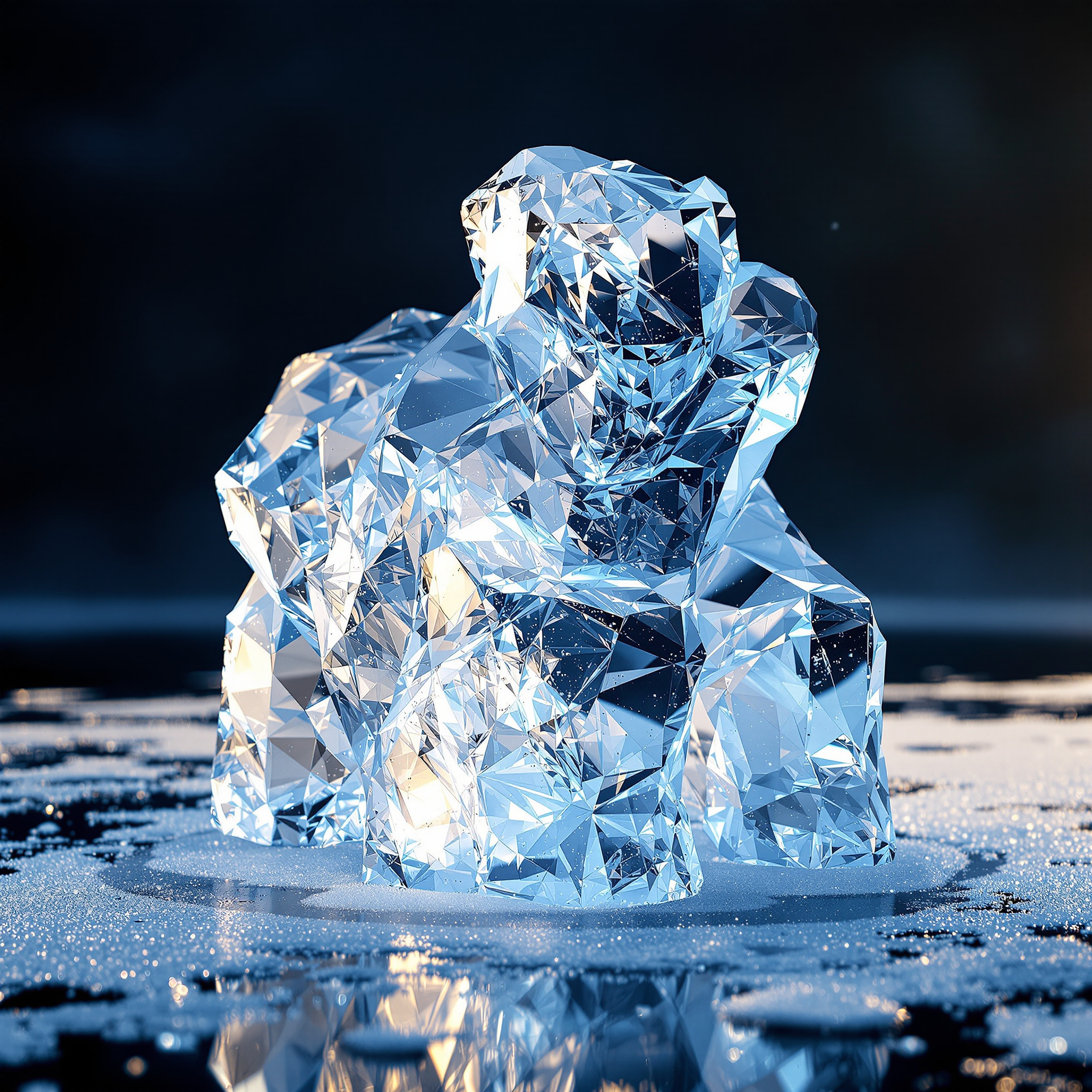 FLUX prompt: “PromptHero” sculpted from translucent ice,