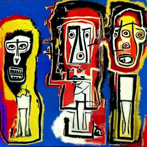 Stable Diffusion prompt: Basquiat, Salvador Dali, Picasso