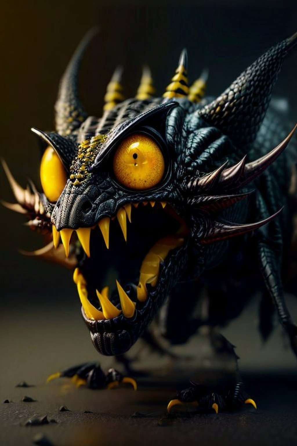 Stable Diffusion prompt: Scary creature, flat snout, yell...